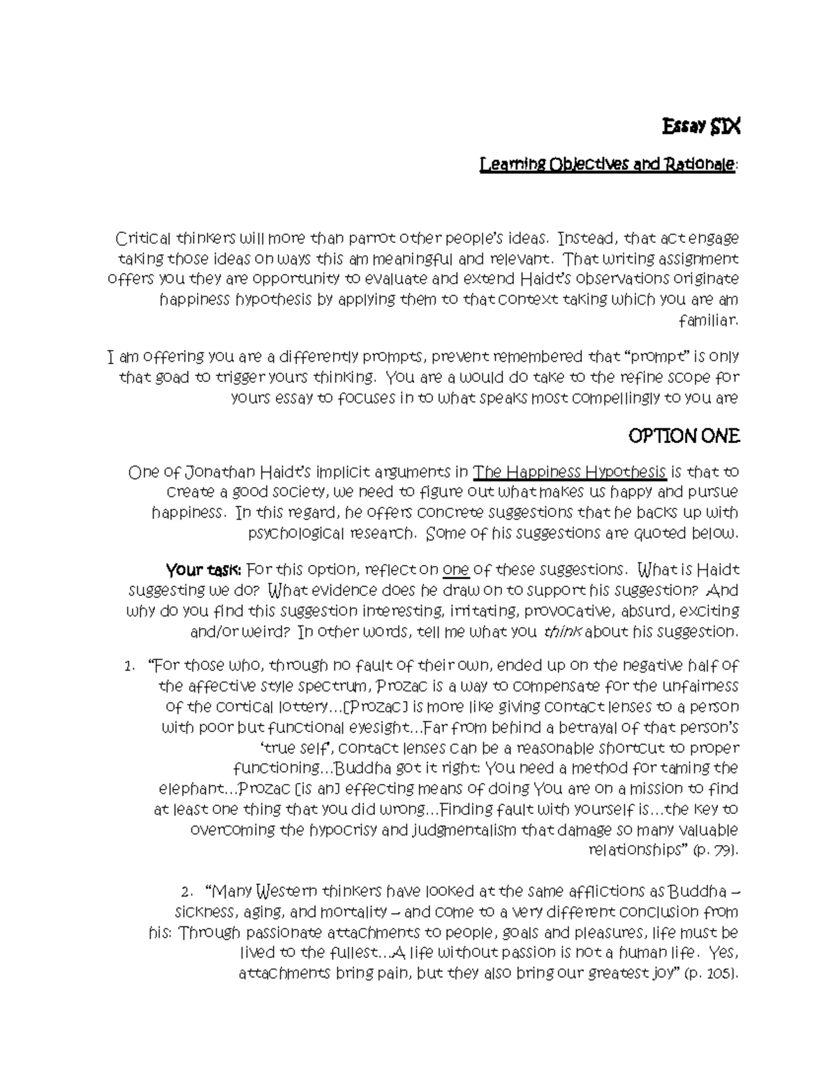 Rubric for six - Warning: TT: undefined function: 32 Essay SIX Learning Objectives and Rationale ...