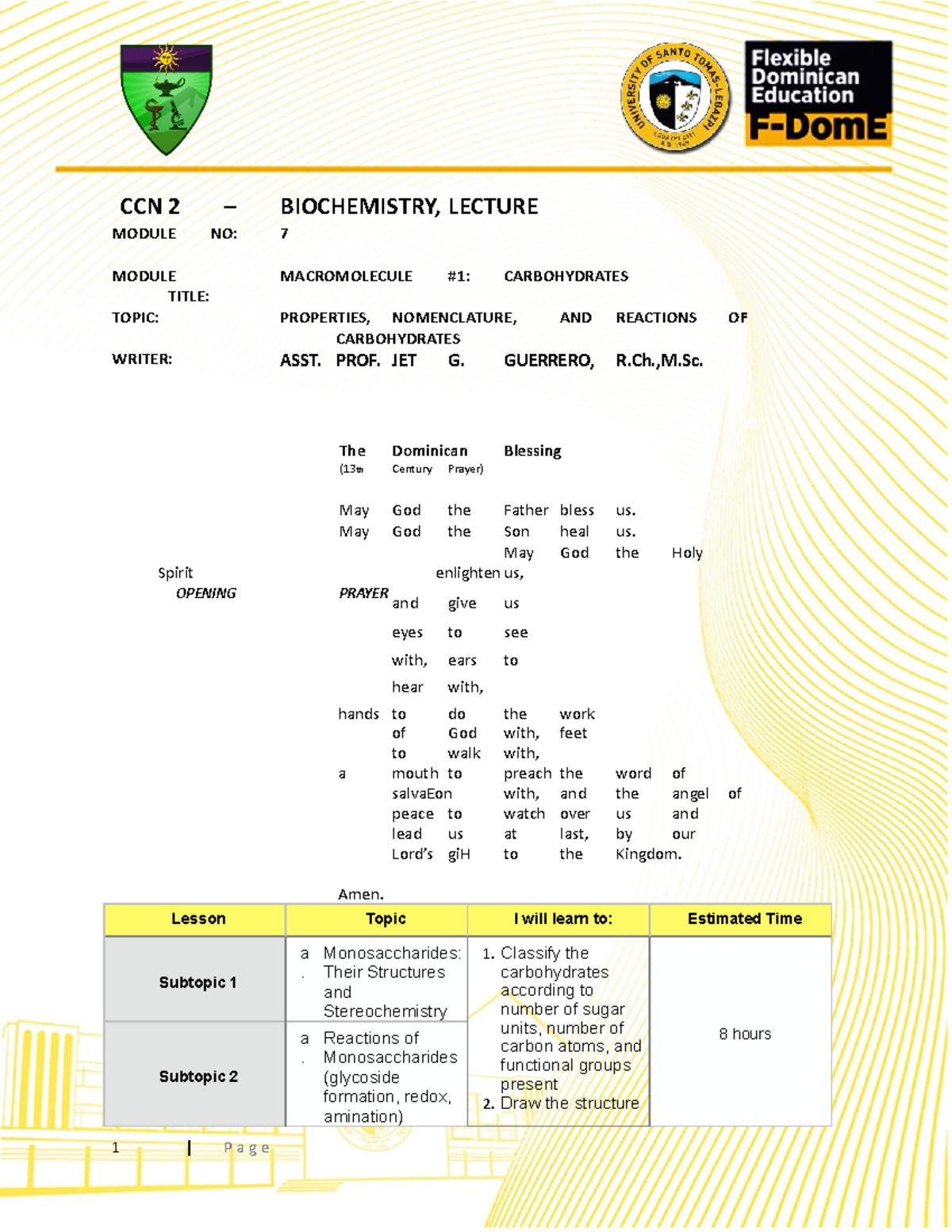 CCN-2 - science and technology - CCN 2 – BIOCHEMISTRY, LECTURE MODULE ...