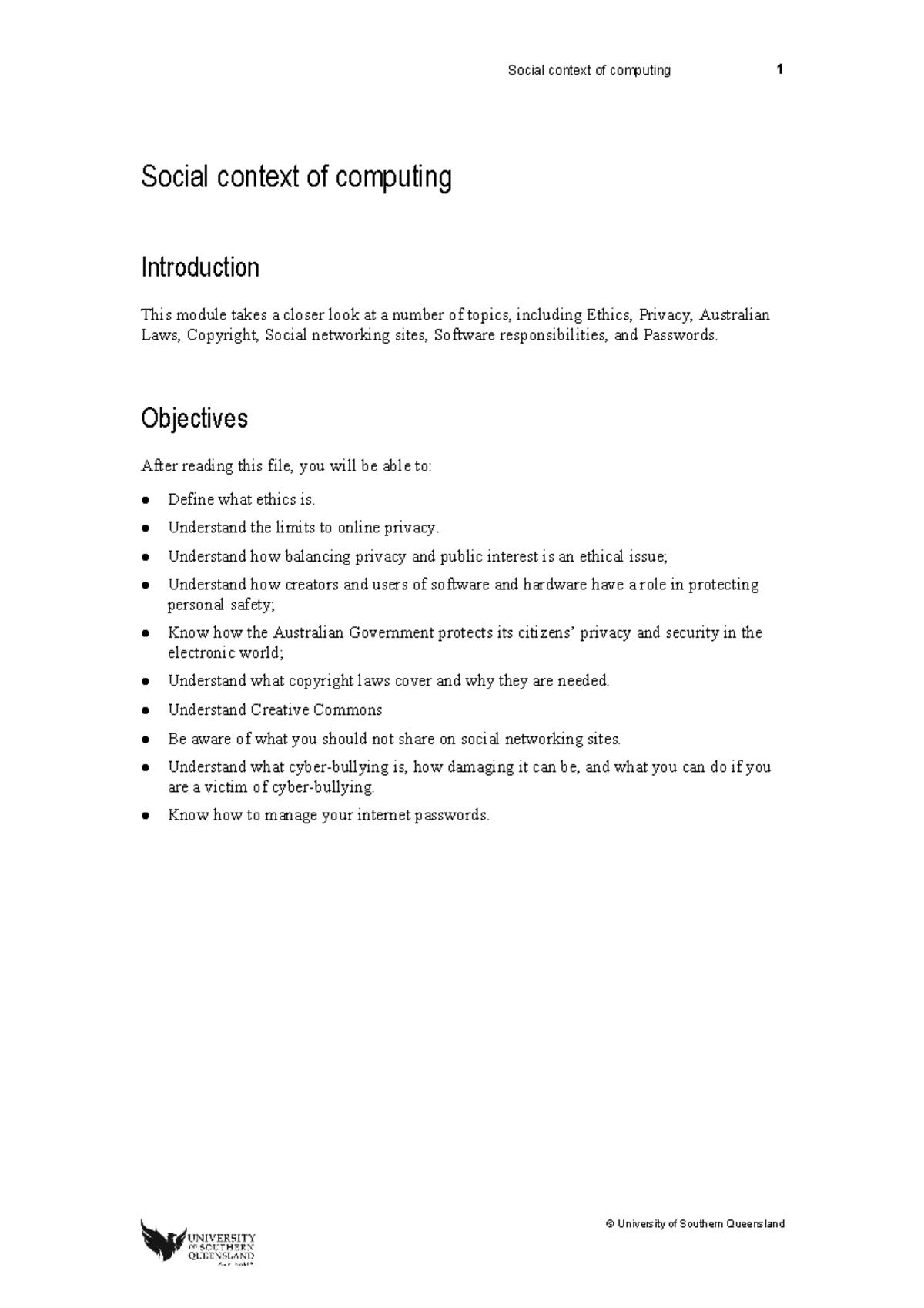 Social Context Of Computing Objectives After Reading This File You Will Be Able To Define