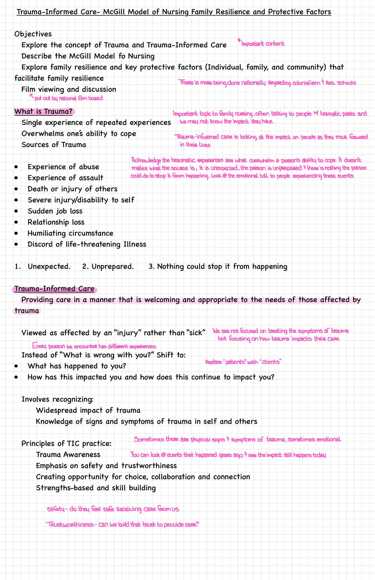NURS 304 trauma informed care - Trauma-Informed Care- McGill Model of ...