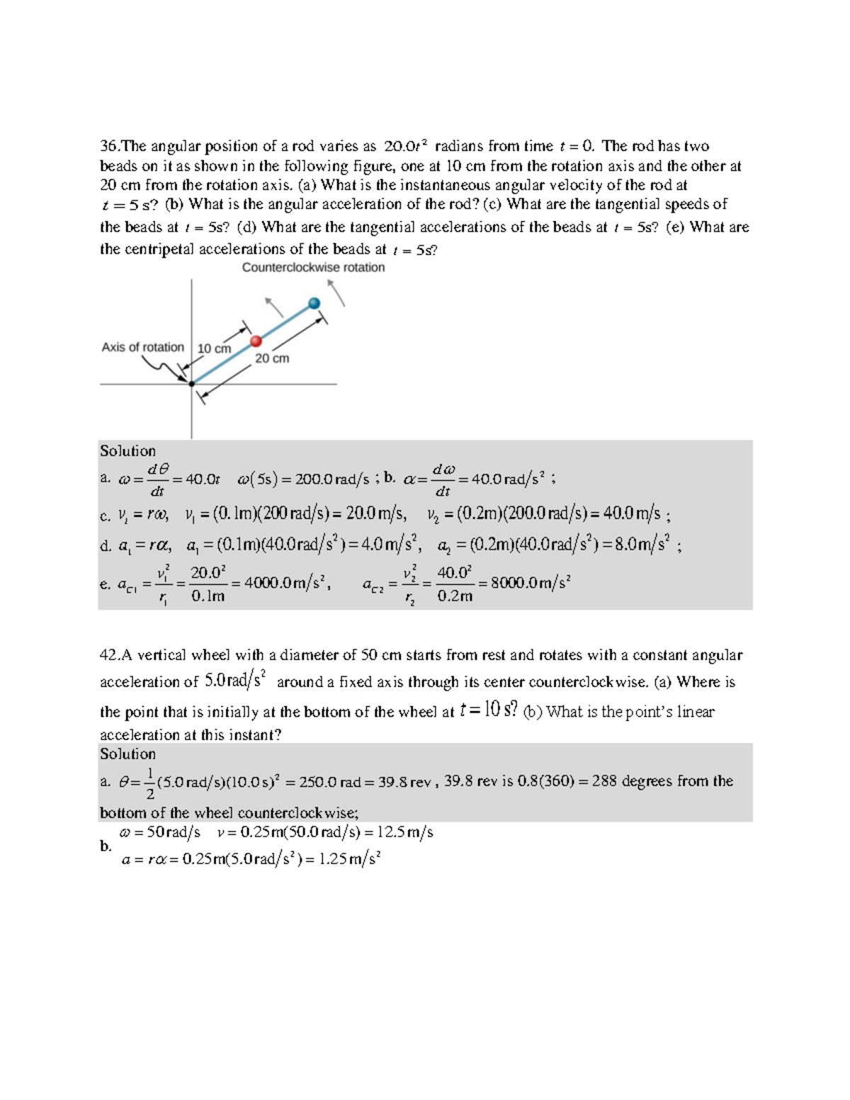 Chapter 10 Homework - lecture notes - ####### 36 angular position of a ...
