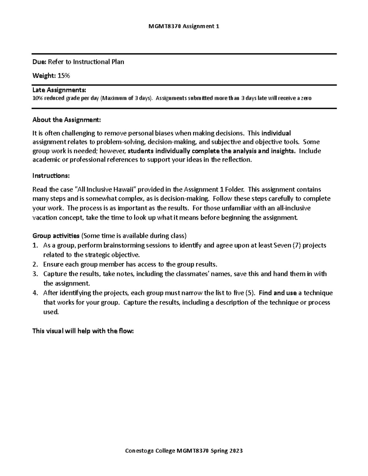 S23 Assignment 1 Instructions - MGMT8370 Assignment 1 Due: Refer to ...