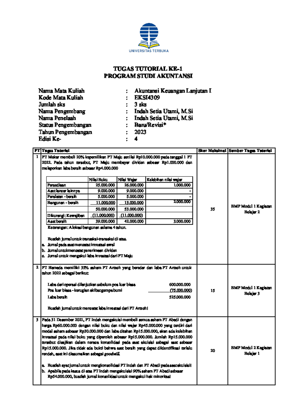 SOAL Tugas 1 - pliss tolong di unlock - - Studocu