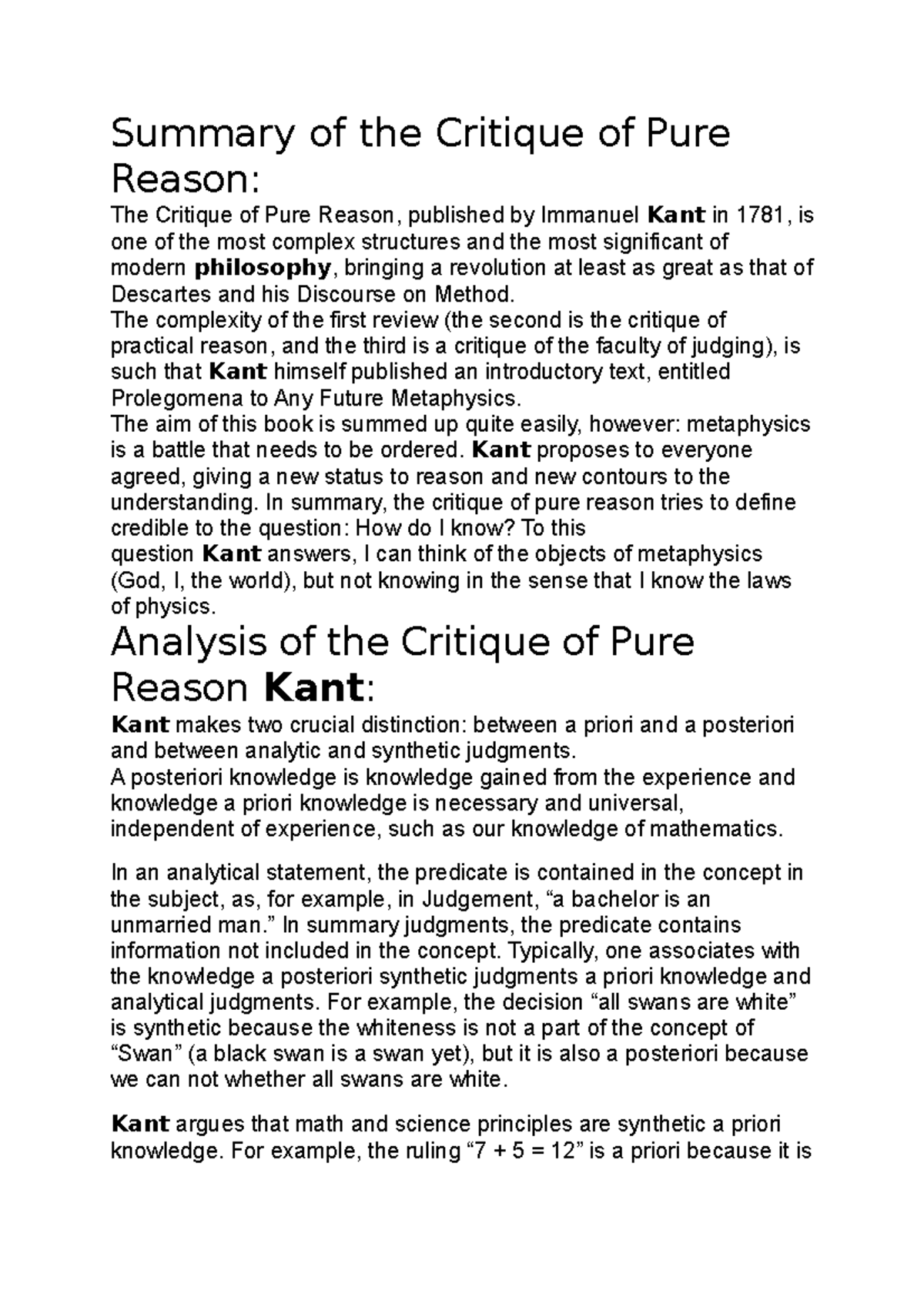 Critique of pure reason summary and analysis - Absalom, Absalom ...