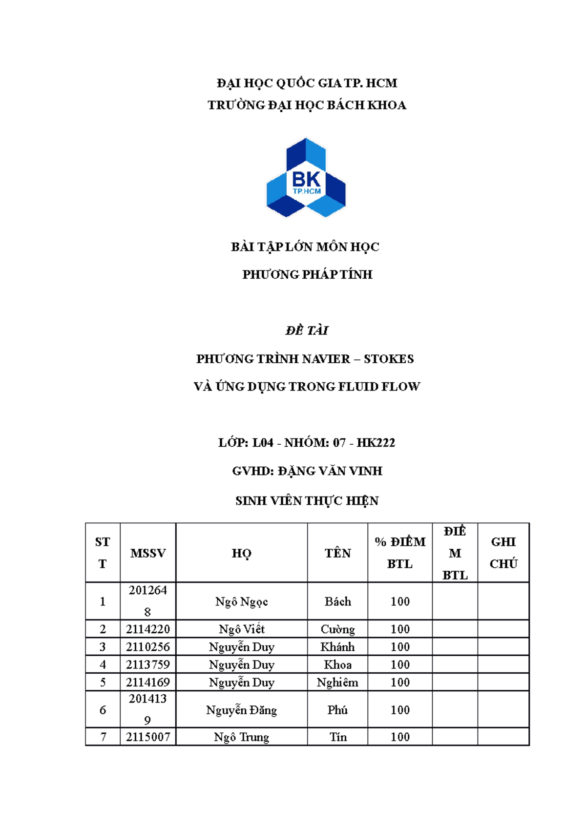 BTL PPT 07 - ádfasdf - ĐẠI HỌC QUỐC GIA TP. HCM TRƯỜNG ĐẠI HỌC BÁCH ...