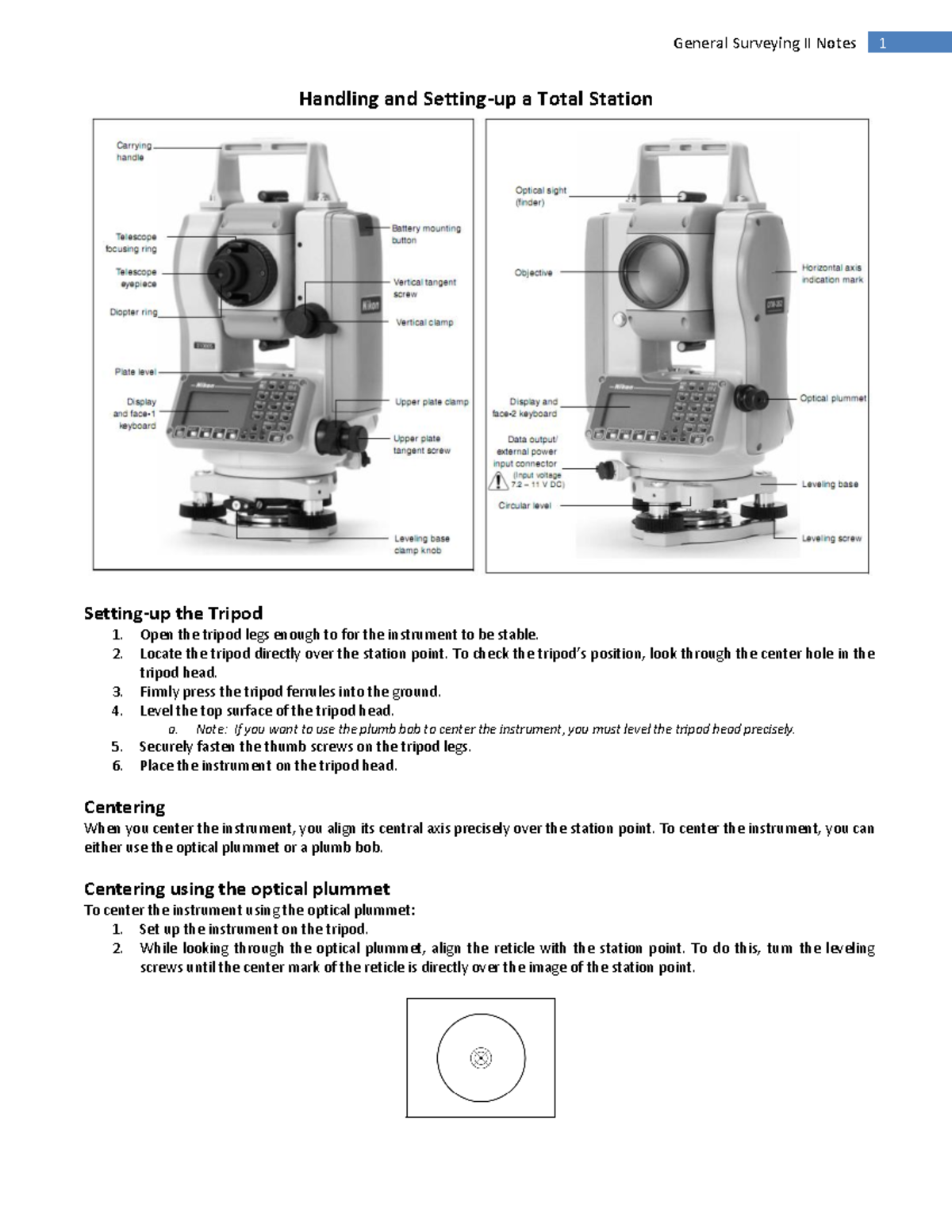 Handling and setting up a total station - Handling and Setting-up a ...