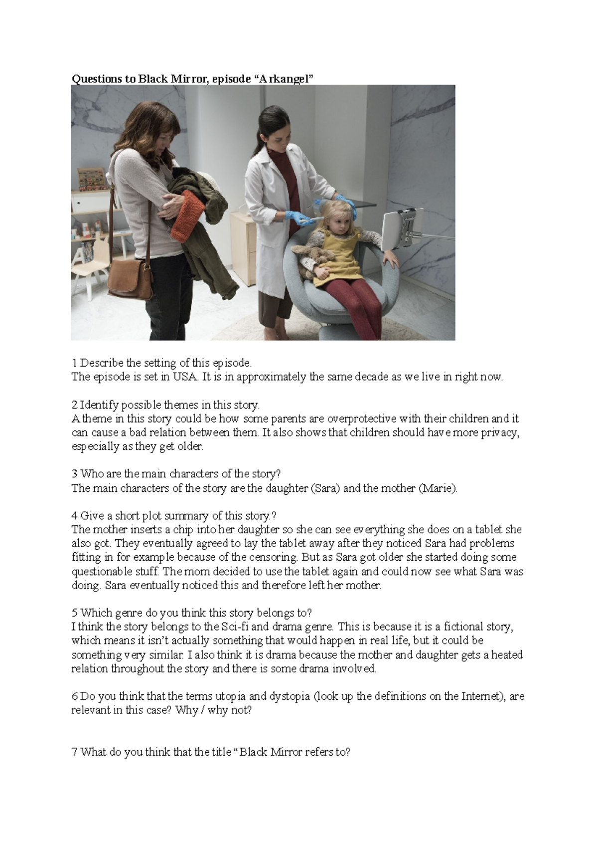 Black Mirror Arkangel - Questions to Black Mirror, episode “Arkangel” 1 ...