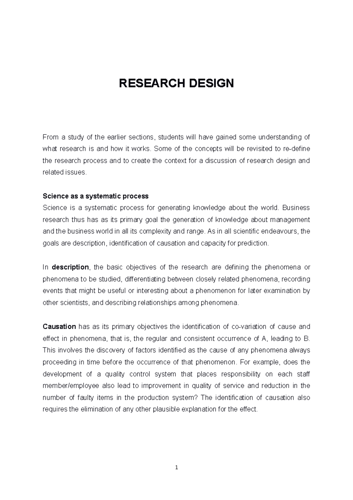 Section three - Research Design - RESEARCH DESIGN From a study of the ...