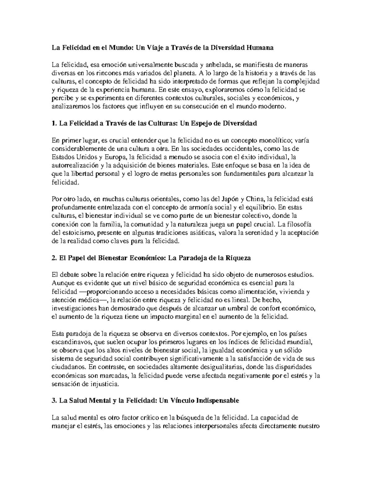 Ensayo la felicidad en el mundo - La Felicidad en el Mundo: Un Viaje a ...