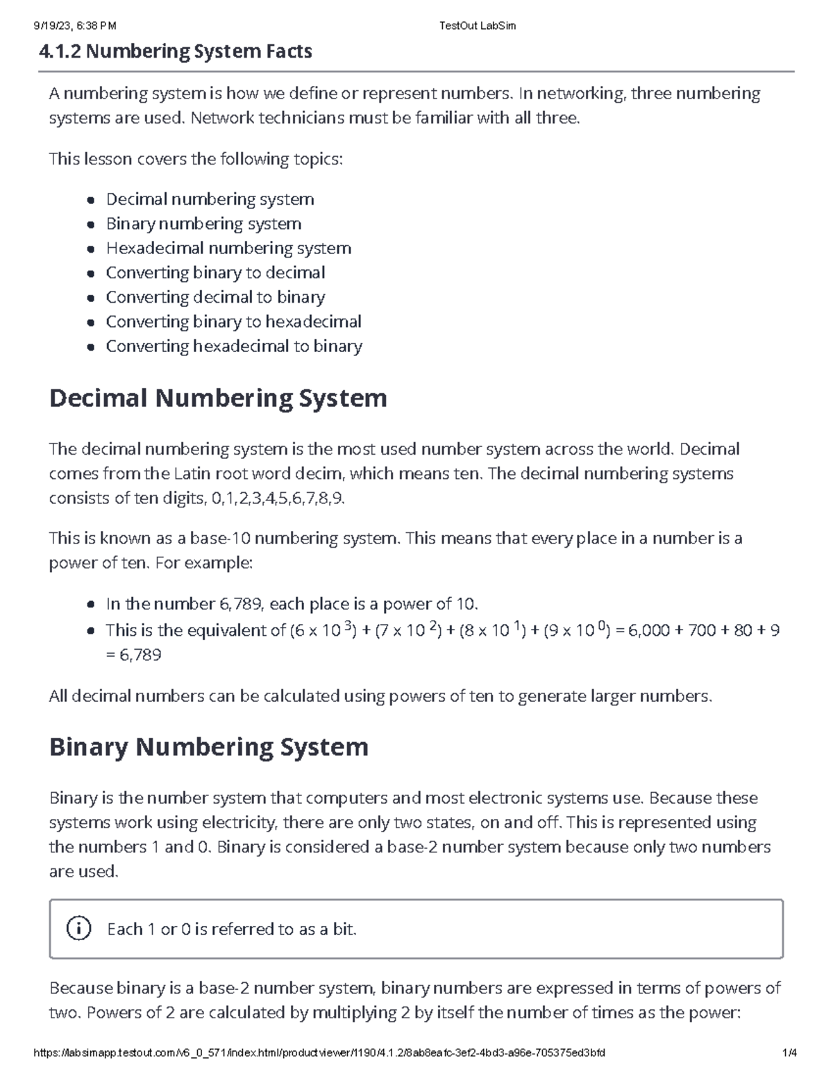 4.1.2 Numbering System Facts - 4.1 Numbering System Facts A numbering ...