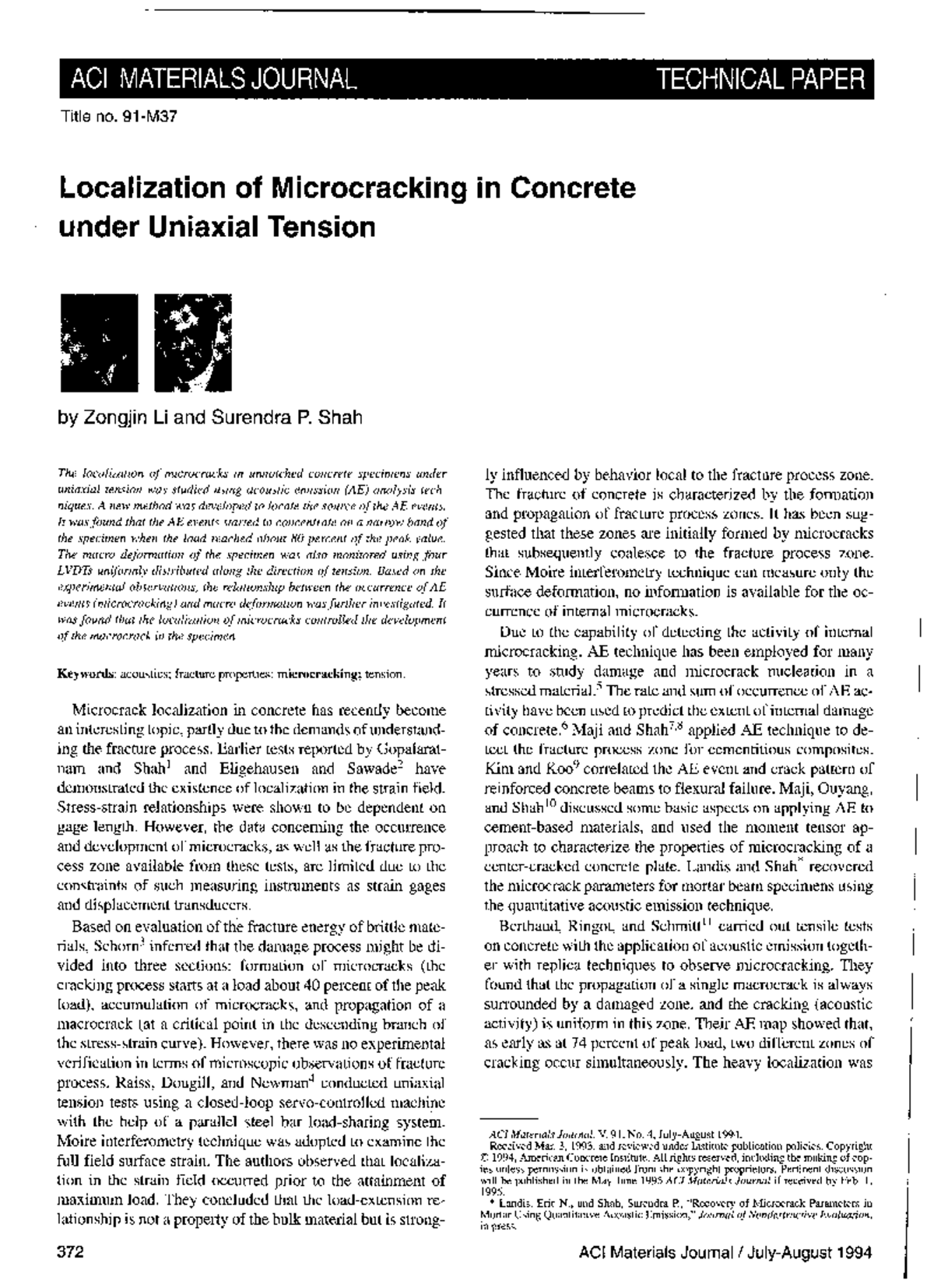 91-M37 - ACI MATERIALS JOURNAL TECHNICAL PAPER Title no. Localization ...