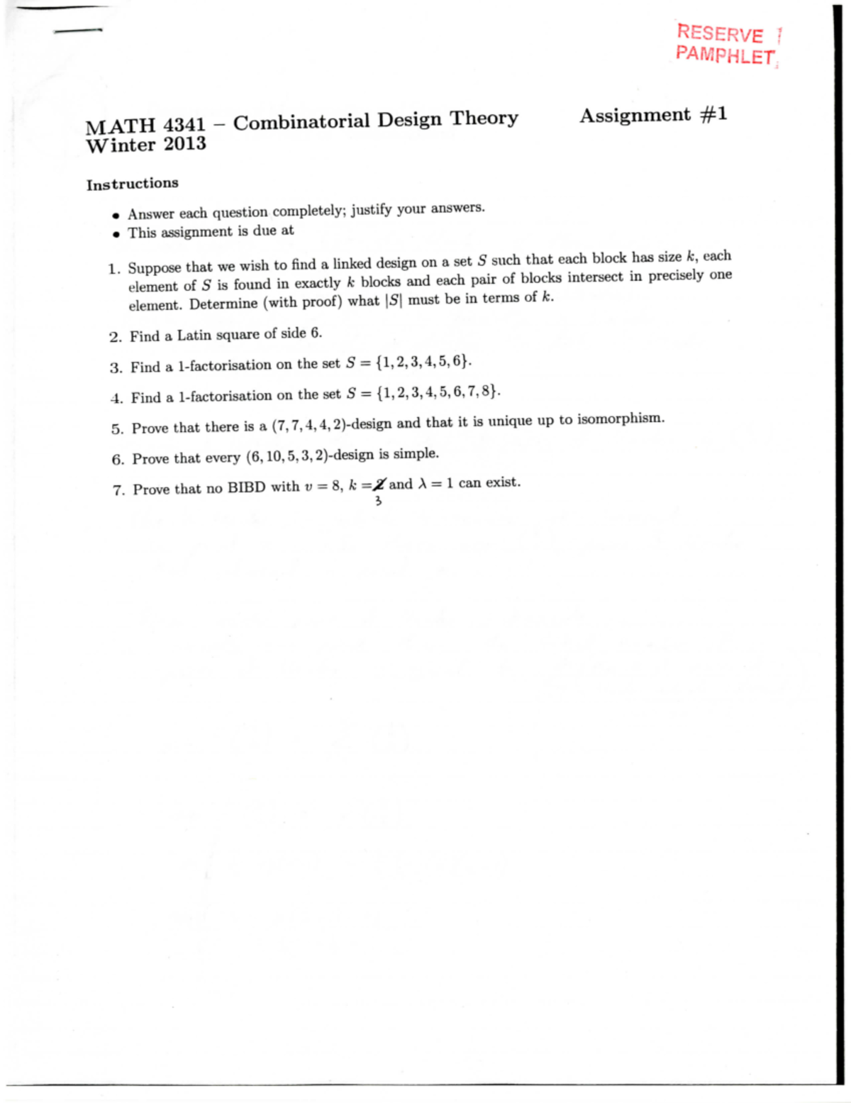 Pike M4341 W13 Assign 1 Solution - MATH 4341 - Studocu