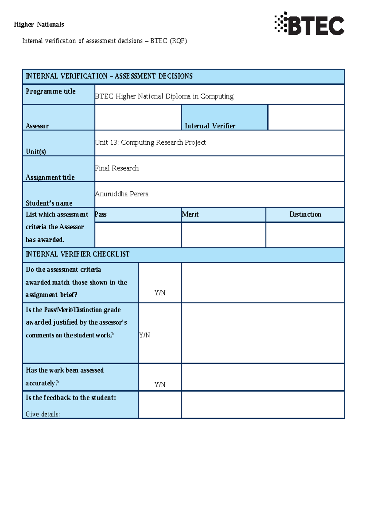 Assignments of semester 1 - Higher Nationals Internal verification of ...
