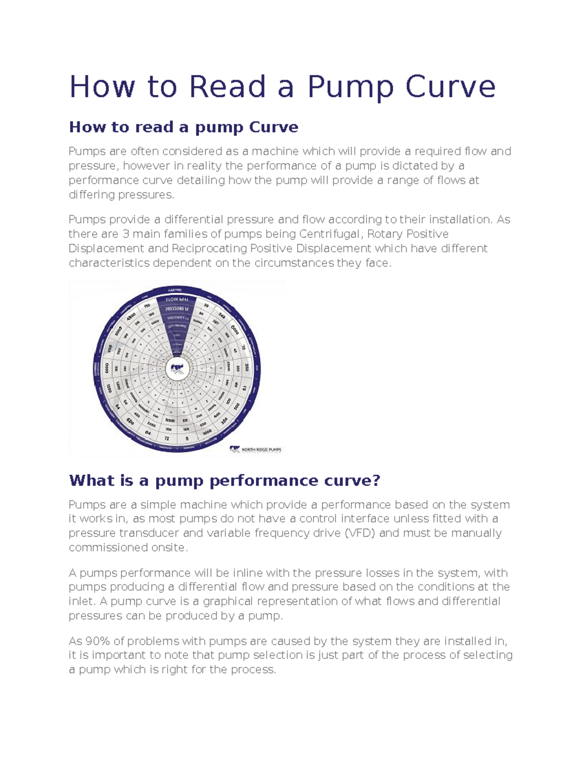 How to Read a Pump Curve - Pumps provide a differential pressure and ...