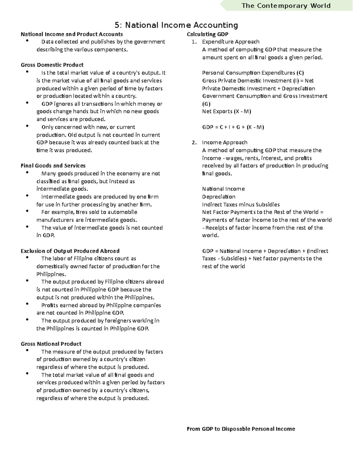 5. National Income Accounting - 5: National Income Accounting National ...