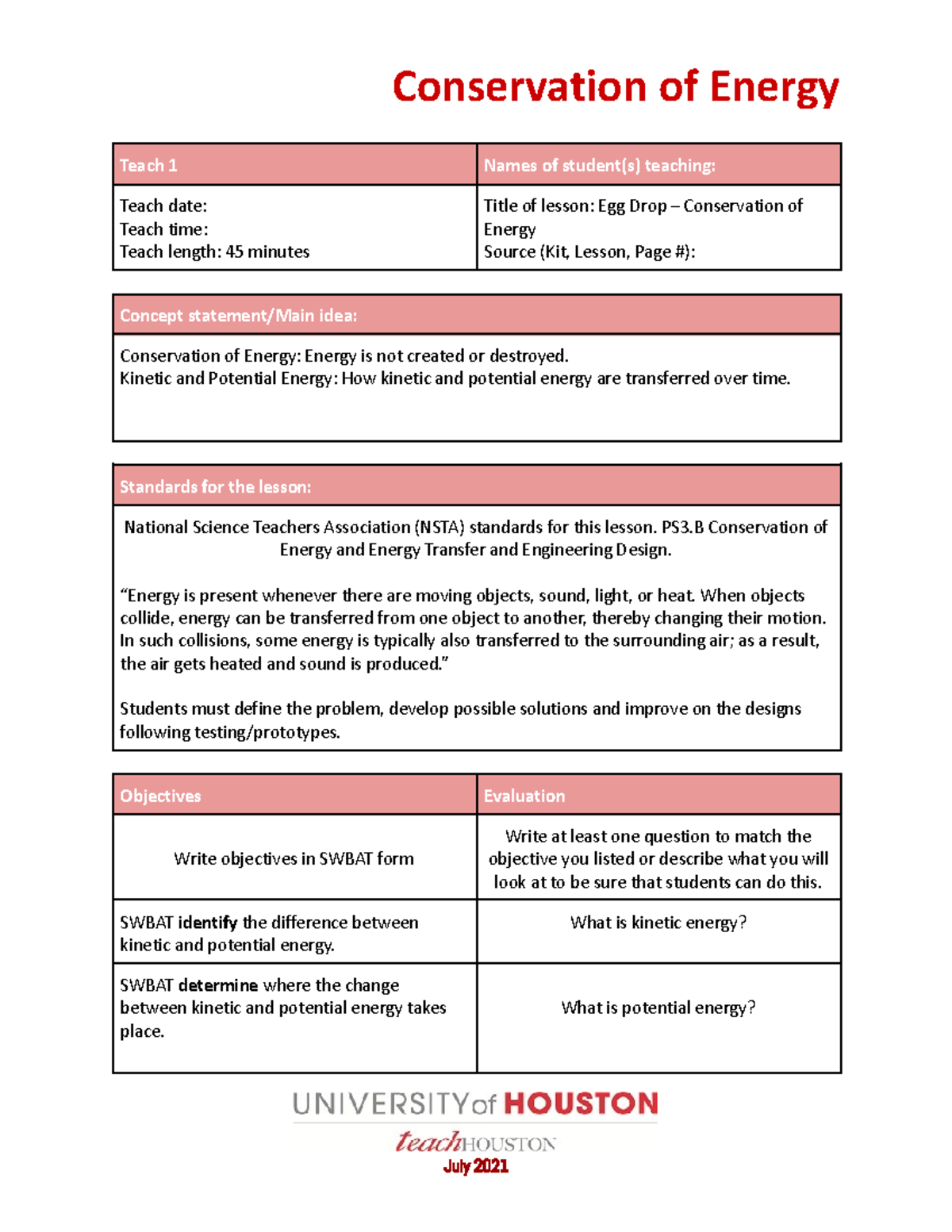 PART-I 5E-Conservation-of-Energy - Conservation of Energy Teach 1 Names ...