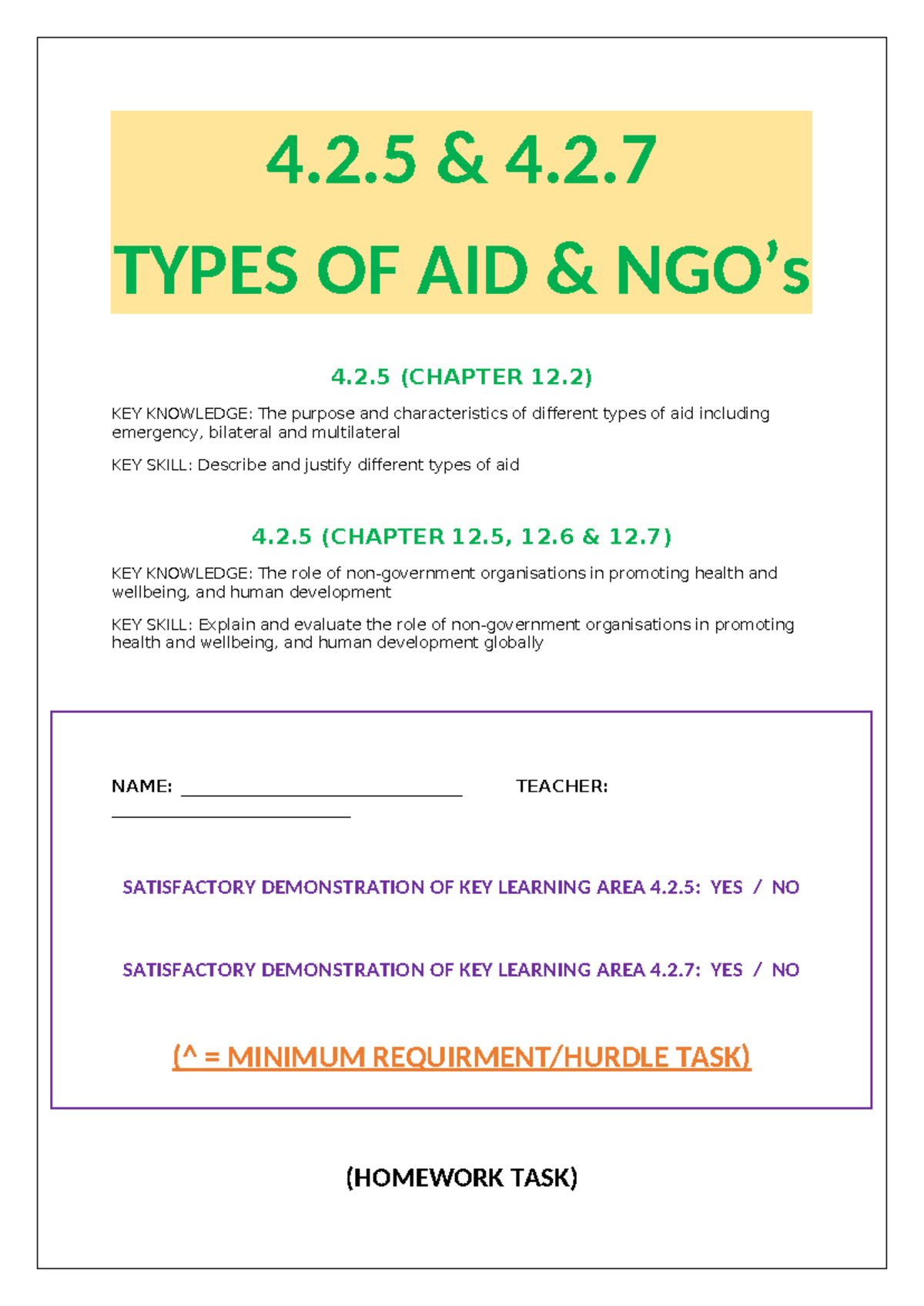 4.2.5 and 4.2.7 - Booklet Types of Aid and NGOs - 4.2 & 4. TYPES OF AID ...