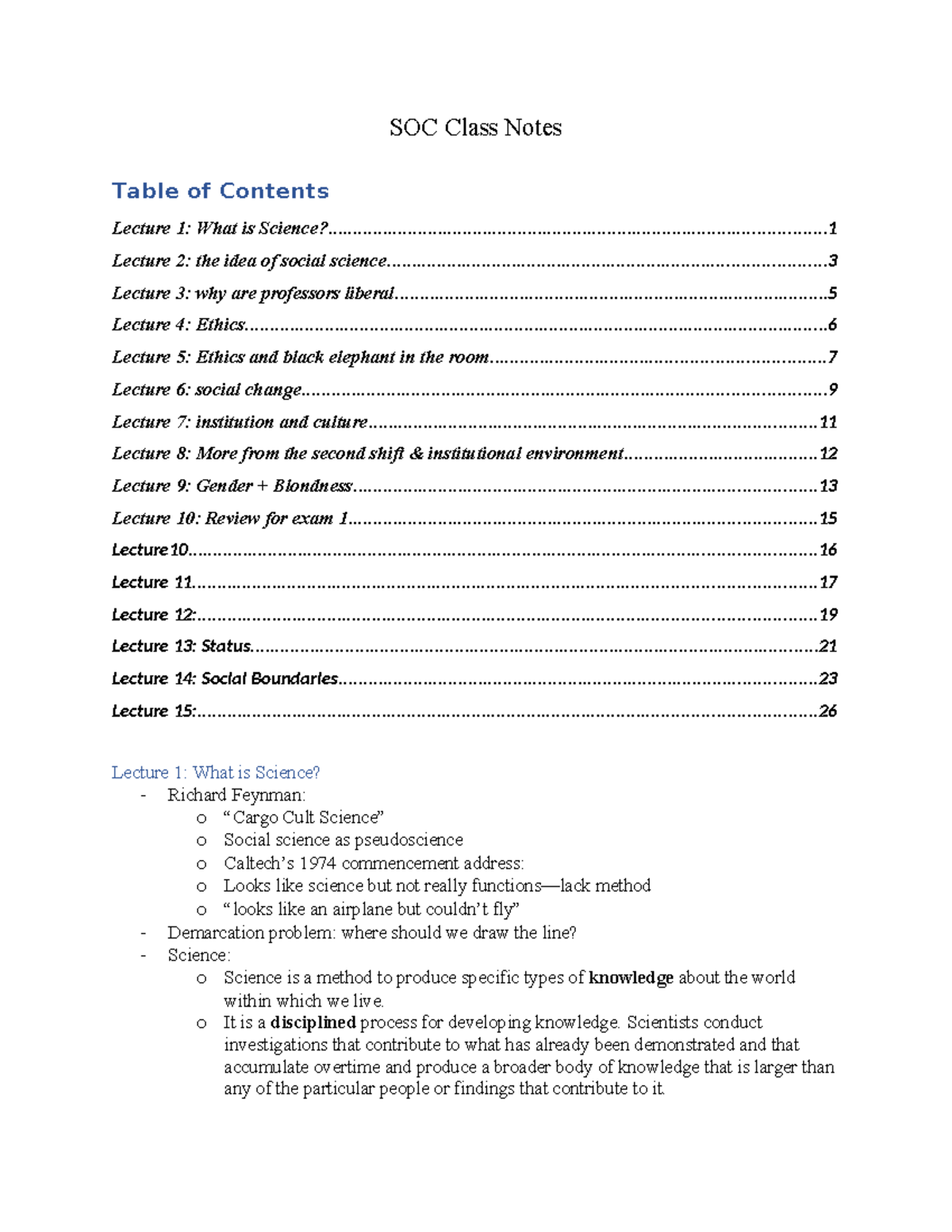 SOC Class Notes - SOC Class Notes Table of Contents Lecture 1: What is ...