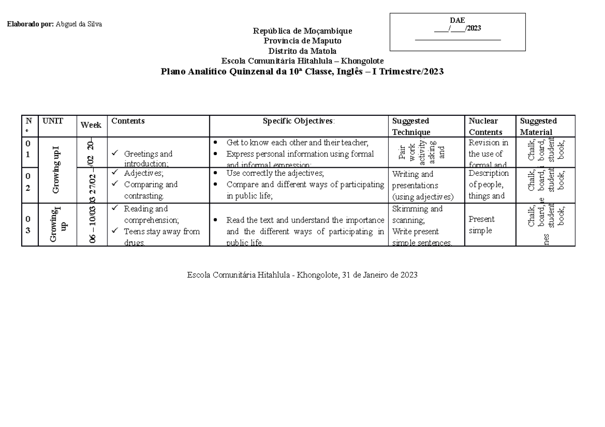 10 Quinzenal - República de Moçambique Província de Maputo Distrito da ...