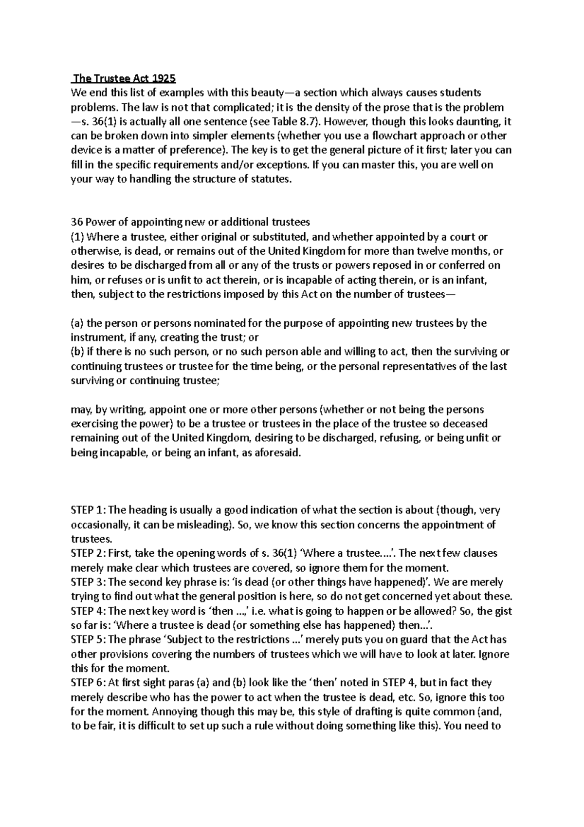 The Trustee Act 1925 Lecture Notes 3 The Trustee Act 1925 We End