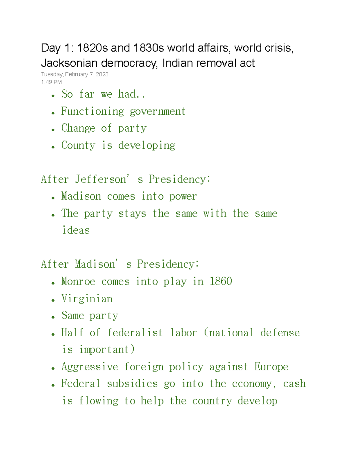 Module 2 Day 1 1820s and 1830s world affairs, world crisis, Jacksonian ...