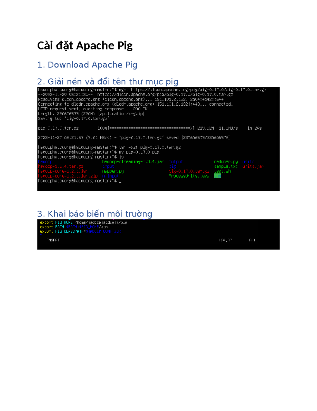 2014 2481-Đàm Trọng Hải Dương - Apache Pig - Cài đặt Apache Pig 1. Download Apache Pig 2. Giải ...