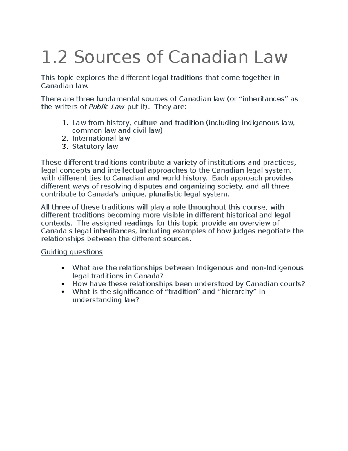Sources of canadian law - 1 Sources of Canadian Law This topic explores ...