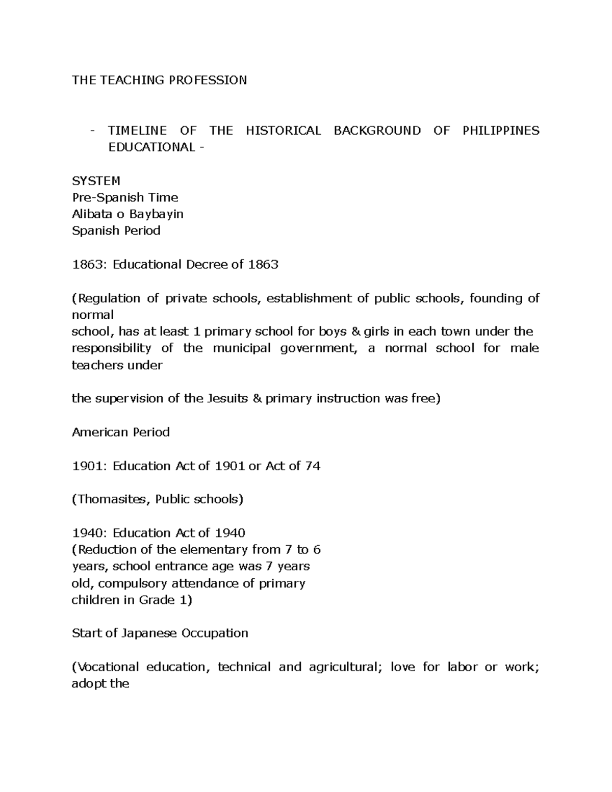 Timeline of the Historical Background of the Philippines Educational ...