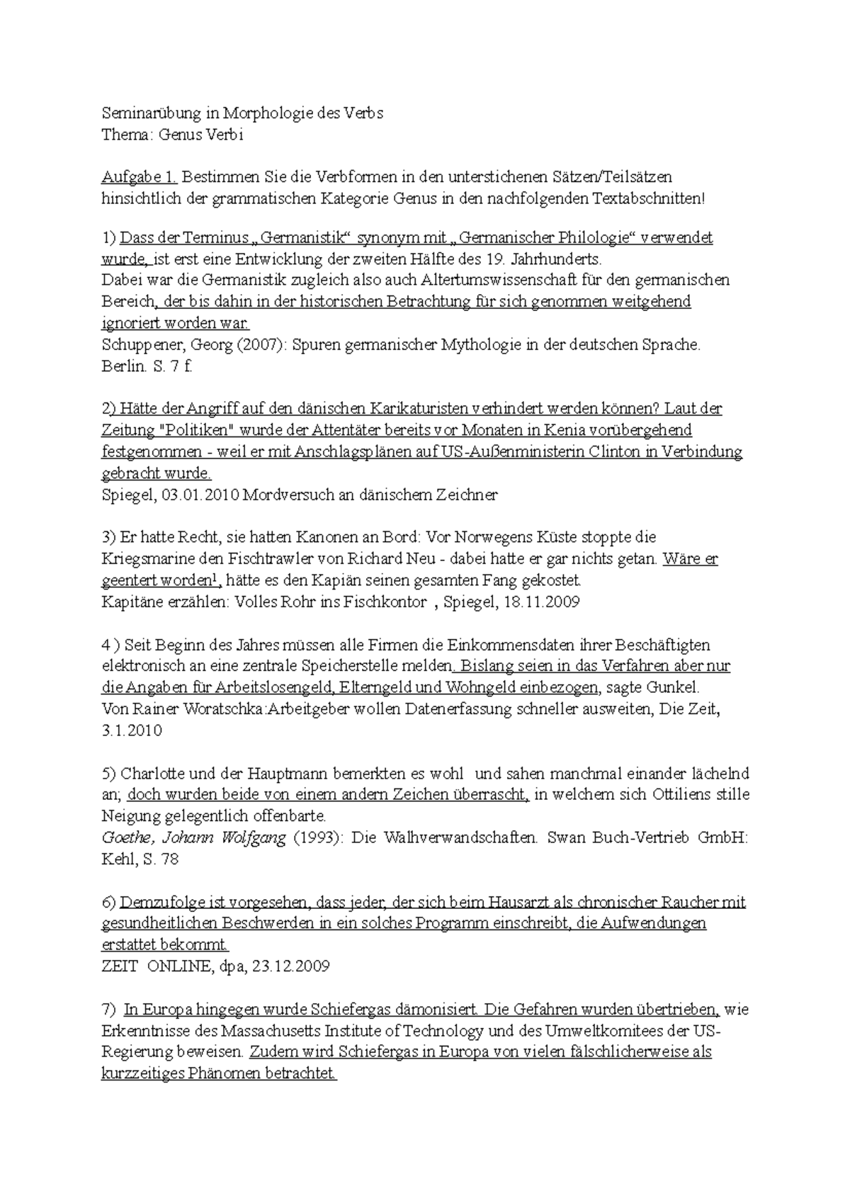 Aufgaben Genus Verbi 2018 2019 - Seminarübung in Morphologie des Verbs ...