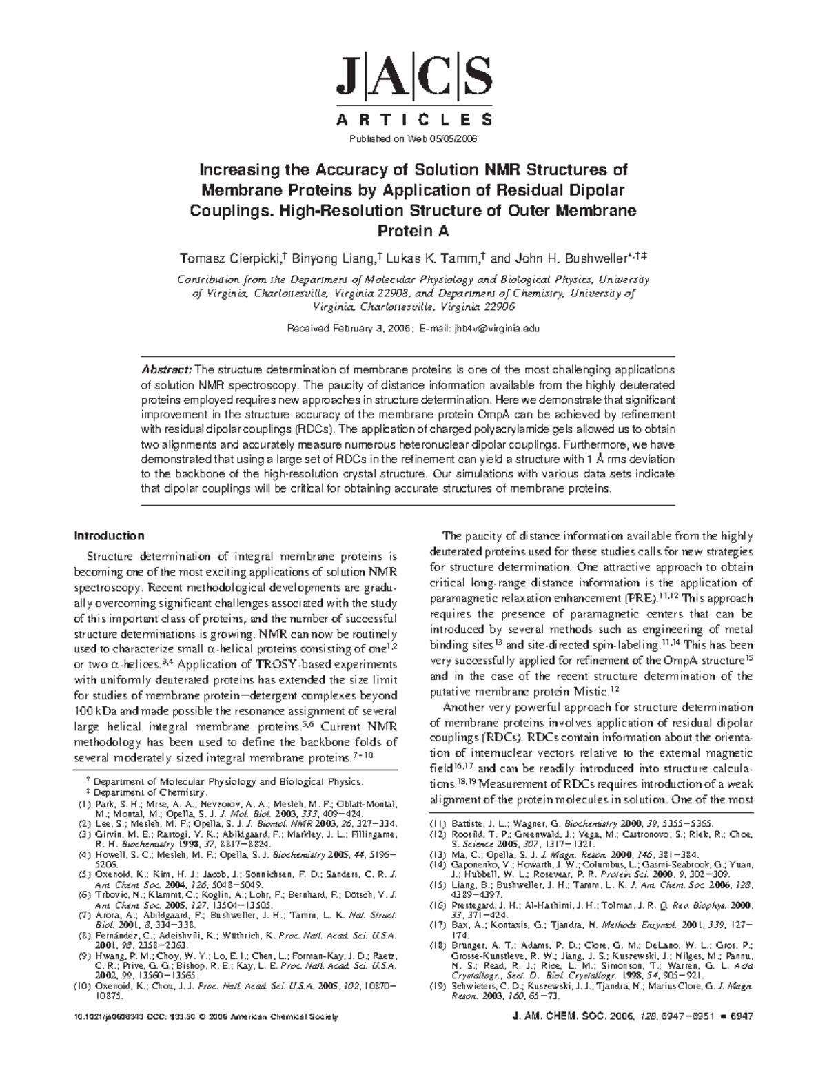 Increasing the Accuracy of Solution NMR Structures of Membrane Proteins ...