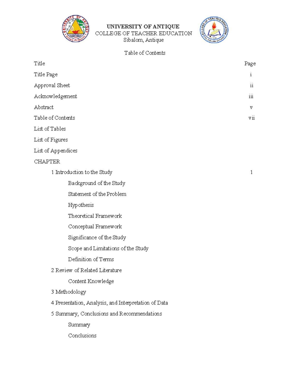 Table of Contents - Studocu