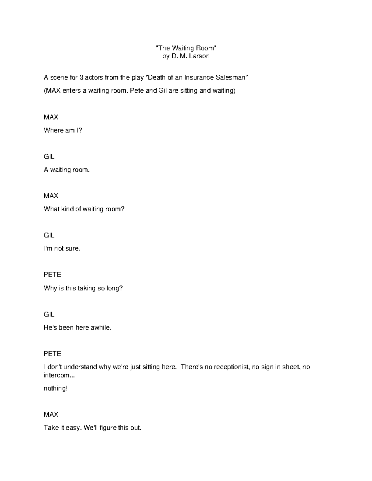 The Waiting Room - asdsadsa - "The Waiting Room" by D. M. Larson A ...