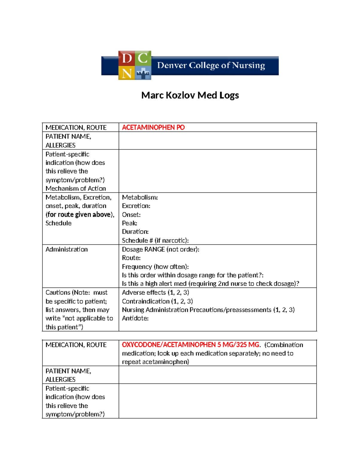 (F23) Kozlov med logs - med log reviewed - Marc Kozlov Med Logs ...