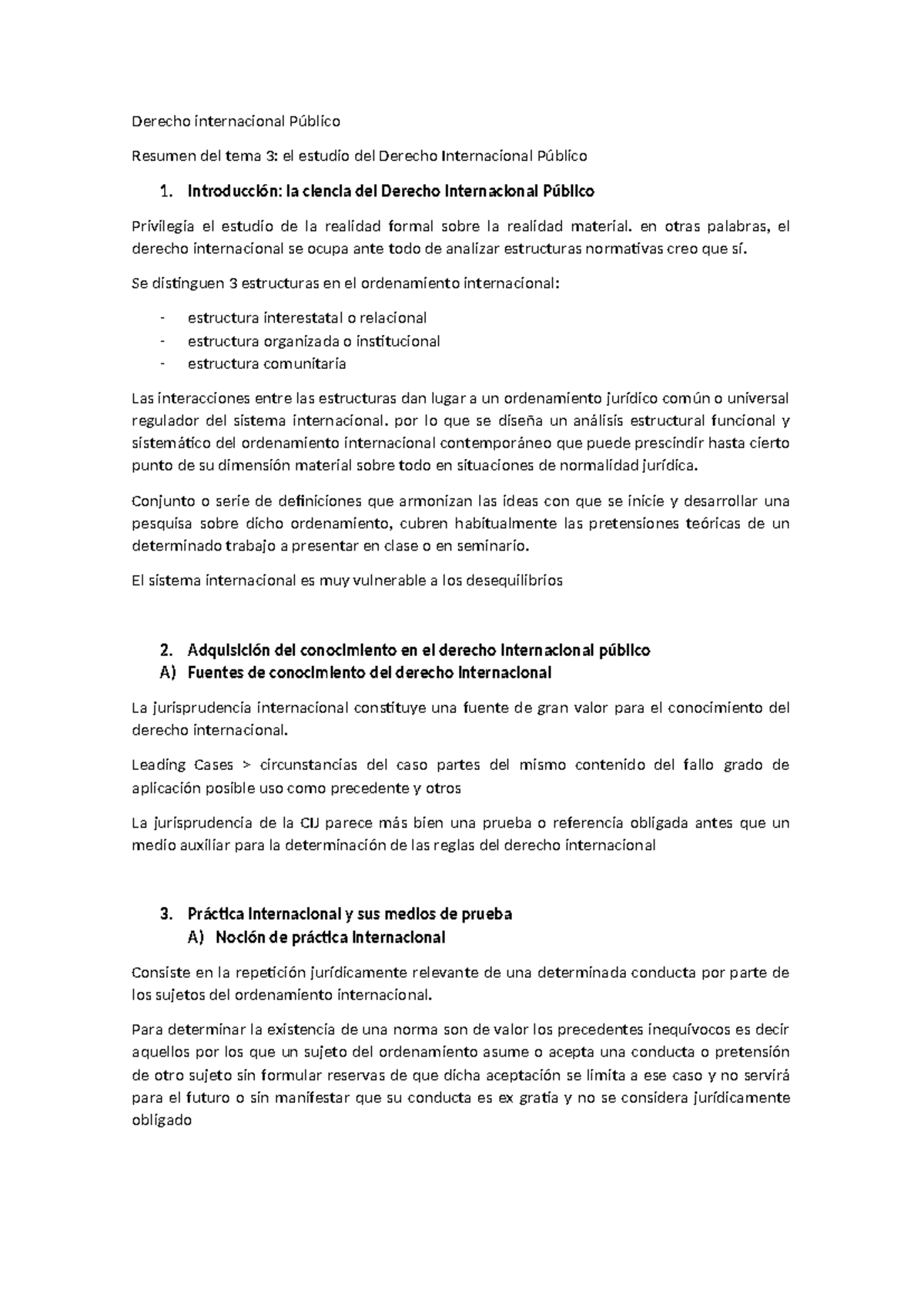 Resumen tema 3 (dip) - Derecho internacional Público Resumen del tema 3: el estudio del Derecho ...