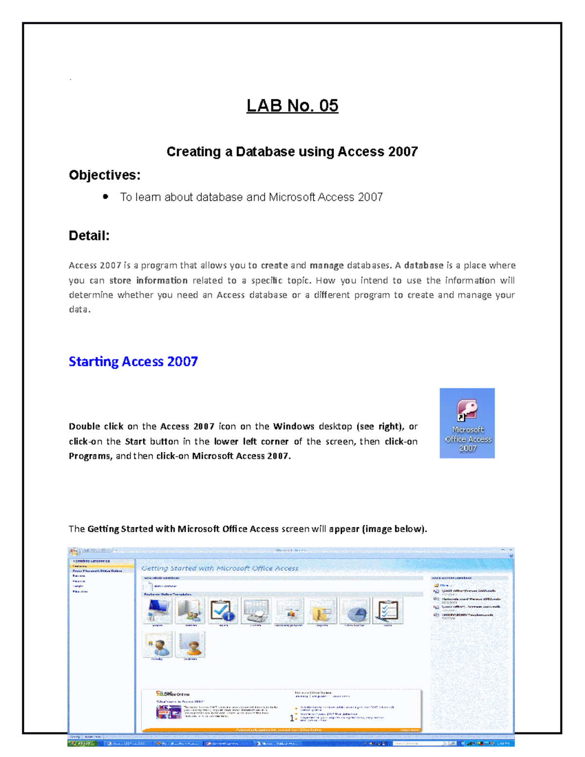 Itc Lab 05 Saad Lab No 05 Creating A Database Using Access