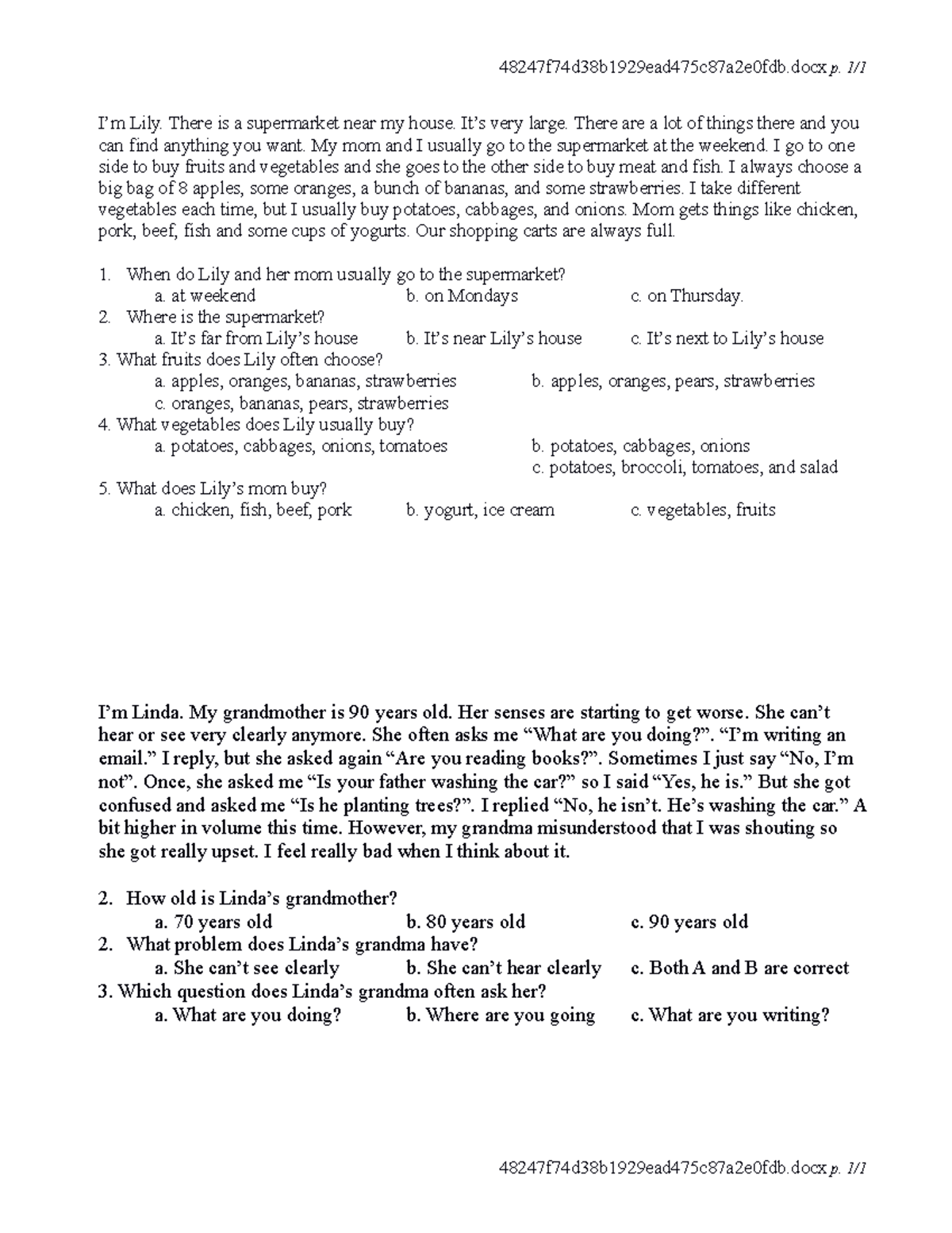 20211031 Reading comprehension - 48247f74d38b1929ead475c87a2e0fdb p. 1 ...