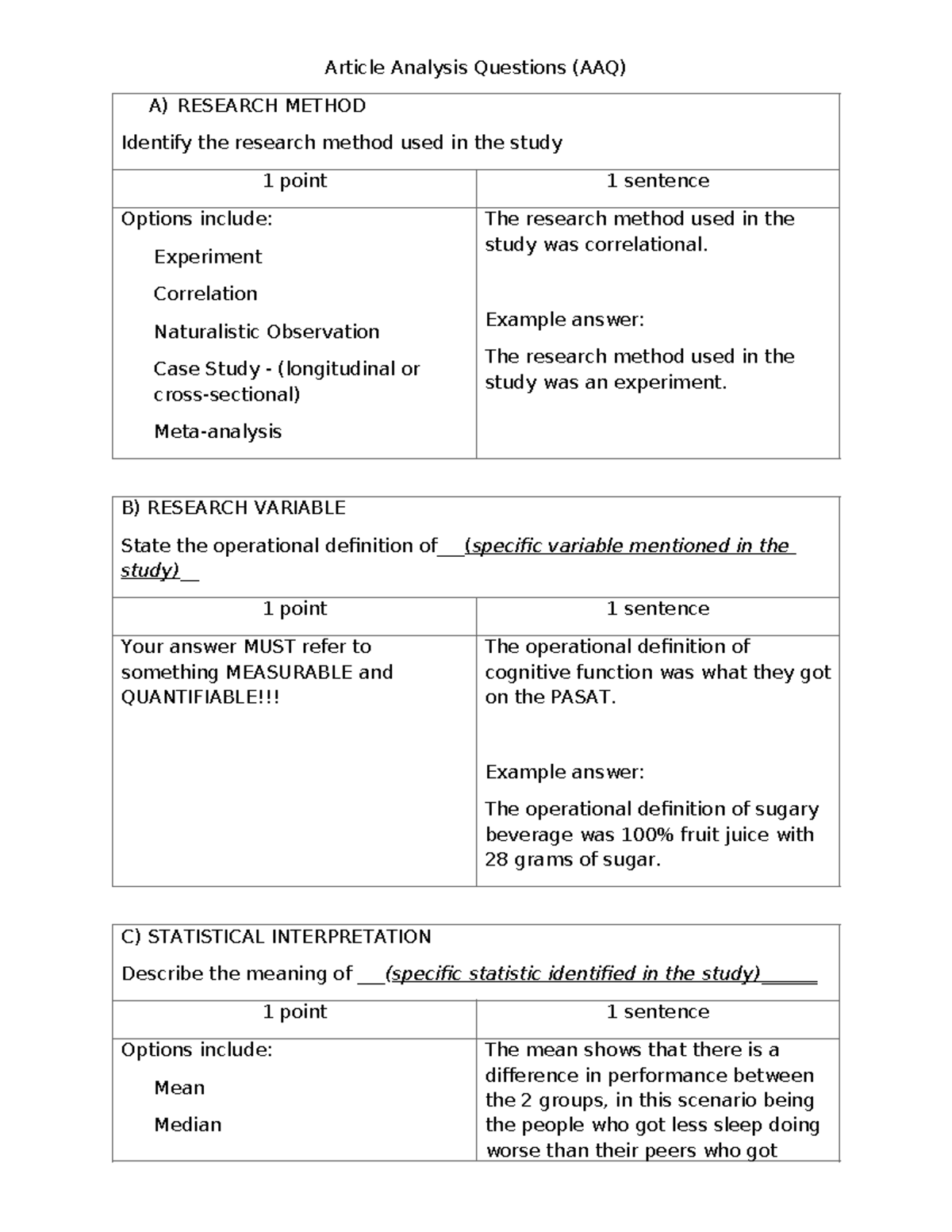 Copy of Copy of AAQ scoring - Article Analysis Questions (AAQ) A ...