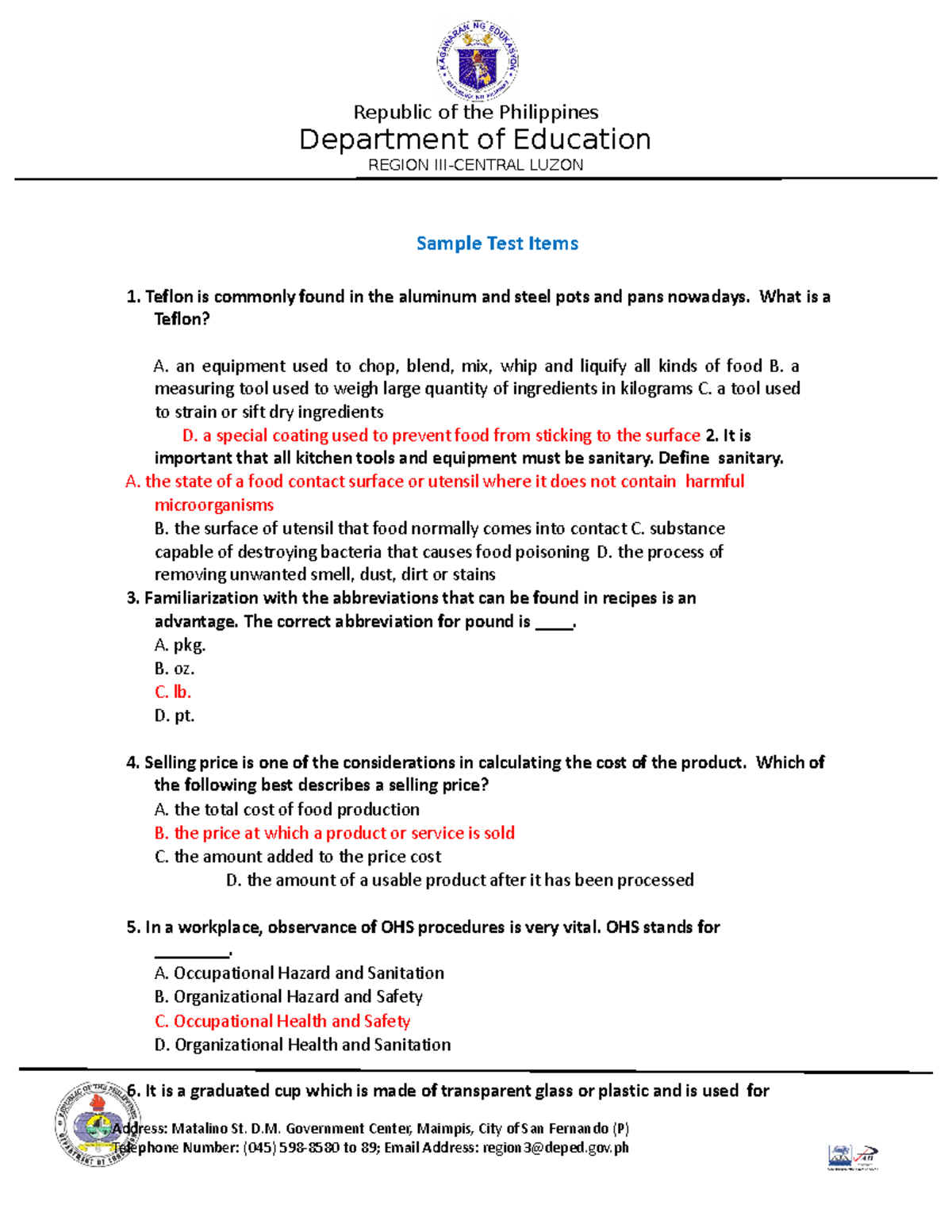 Reviewer in TLE - Department of Education REGION III-CENTRAL LUZON ...