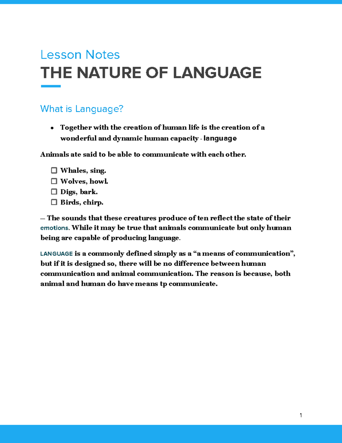 Communication - For shs and college - Lesson Notes THE NATURE OF ...