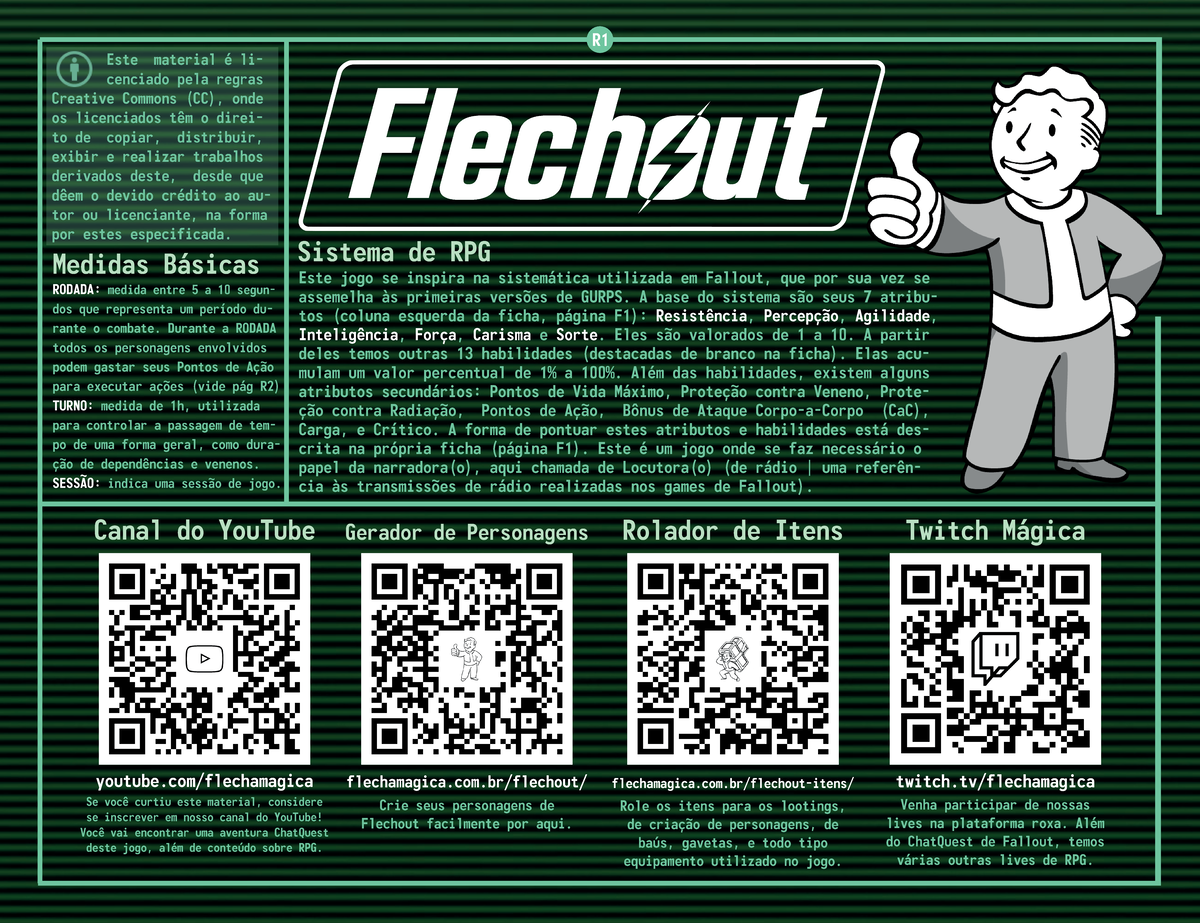 Flechout RPG (PDF) - Muito maneiro - Este jogo se inspira na sistemática utilizada em Fallout ...