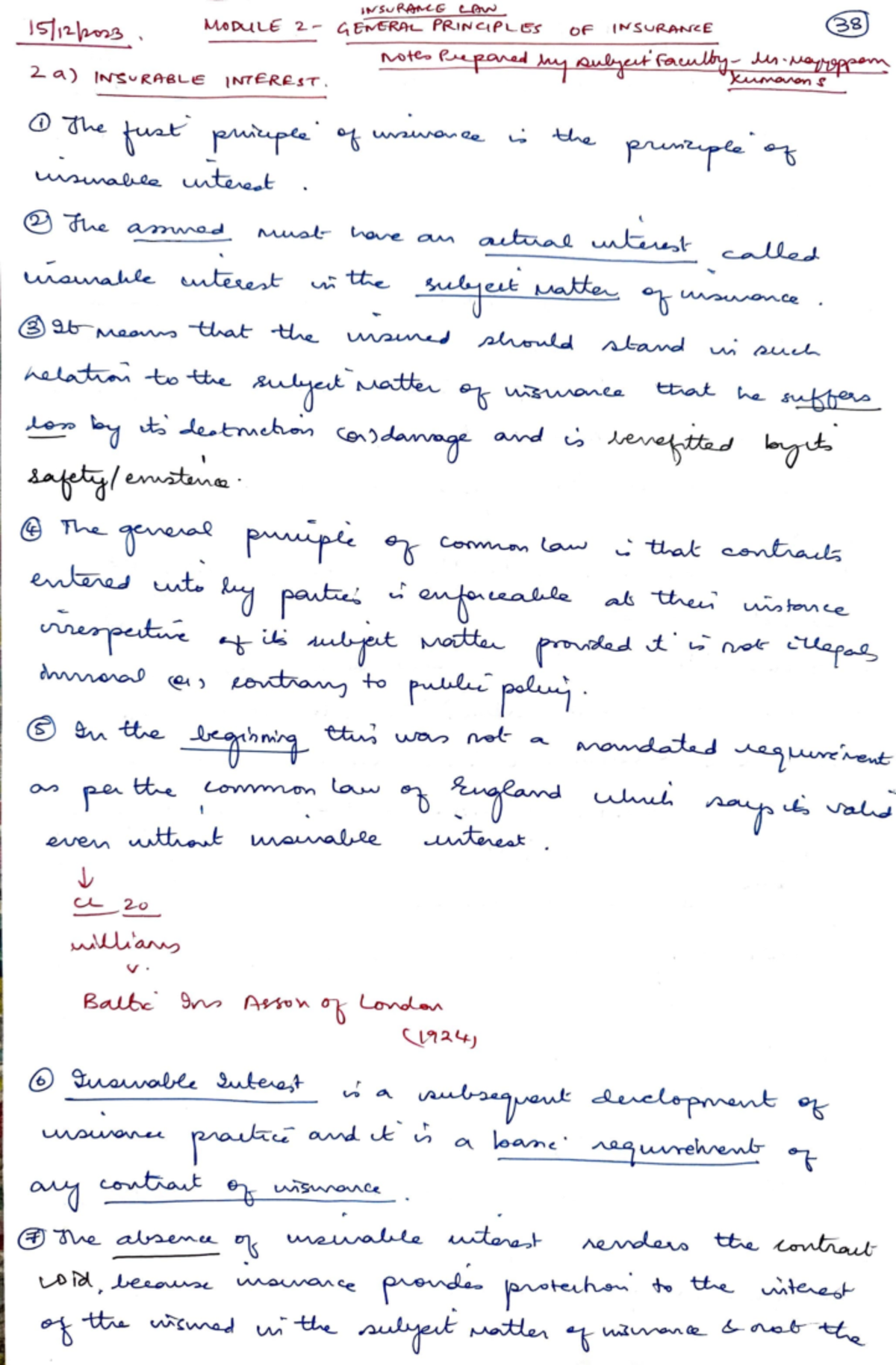 Module 2 - General Principles of Insurance - Hand Written Notes ...