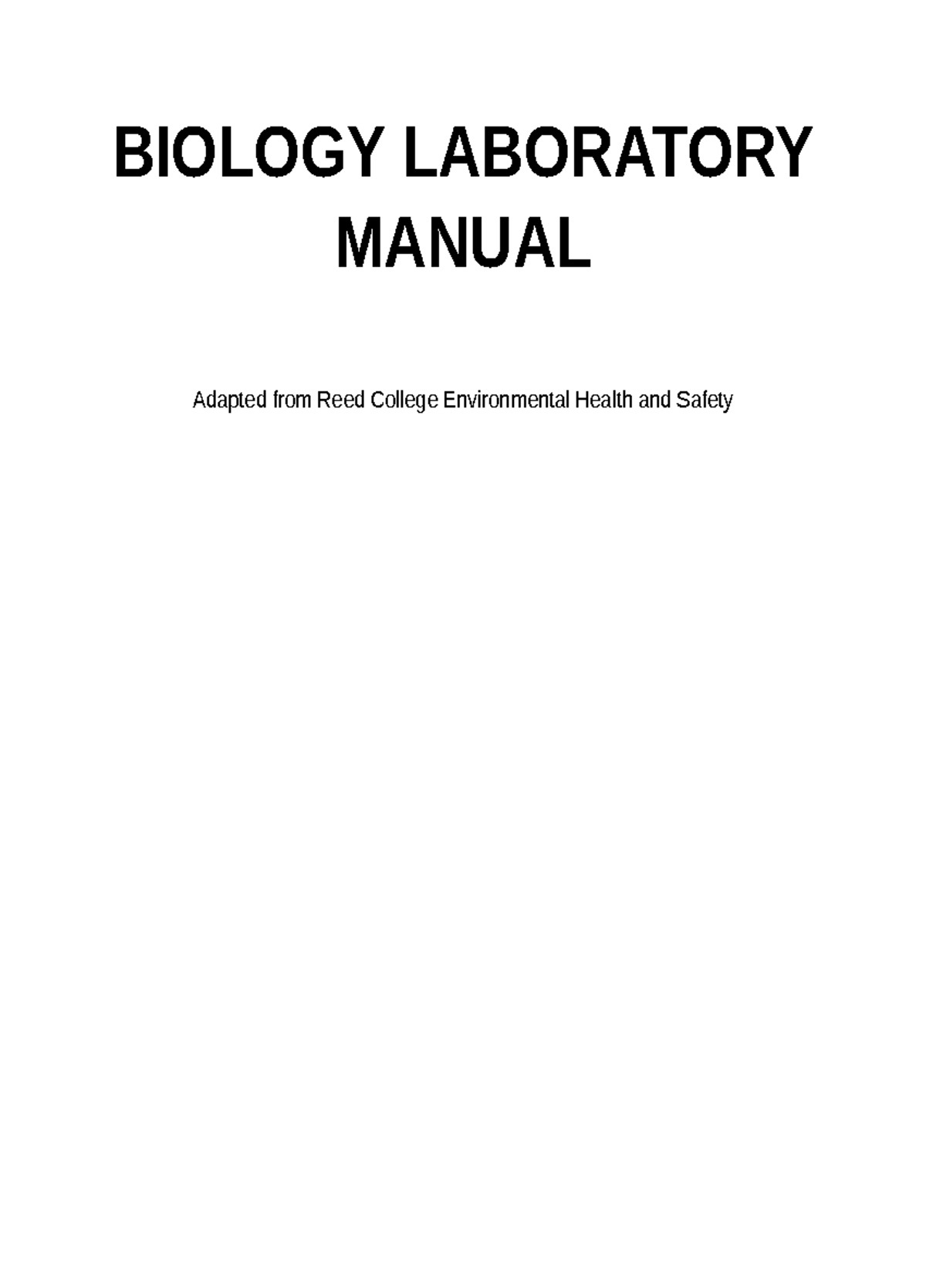 Biology Manual - BIOLOGY LABORATORY MANUAL Adapted from Reed College ...