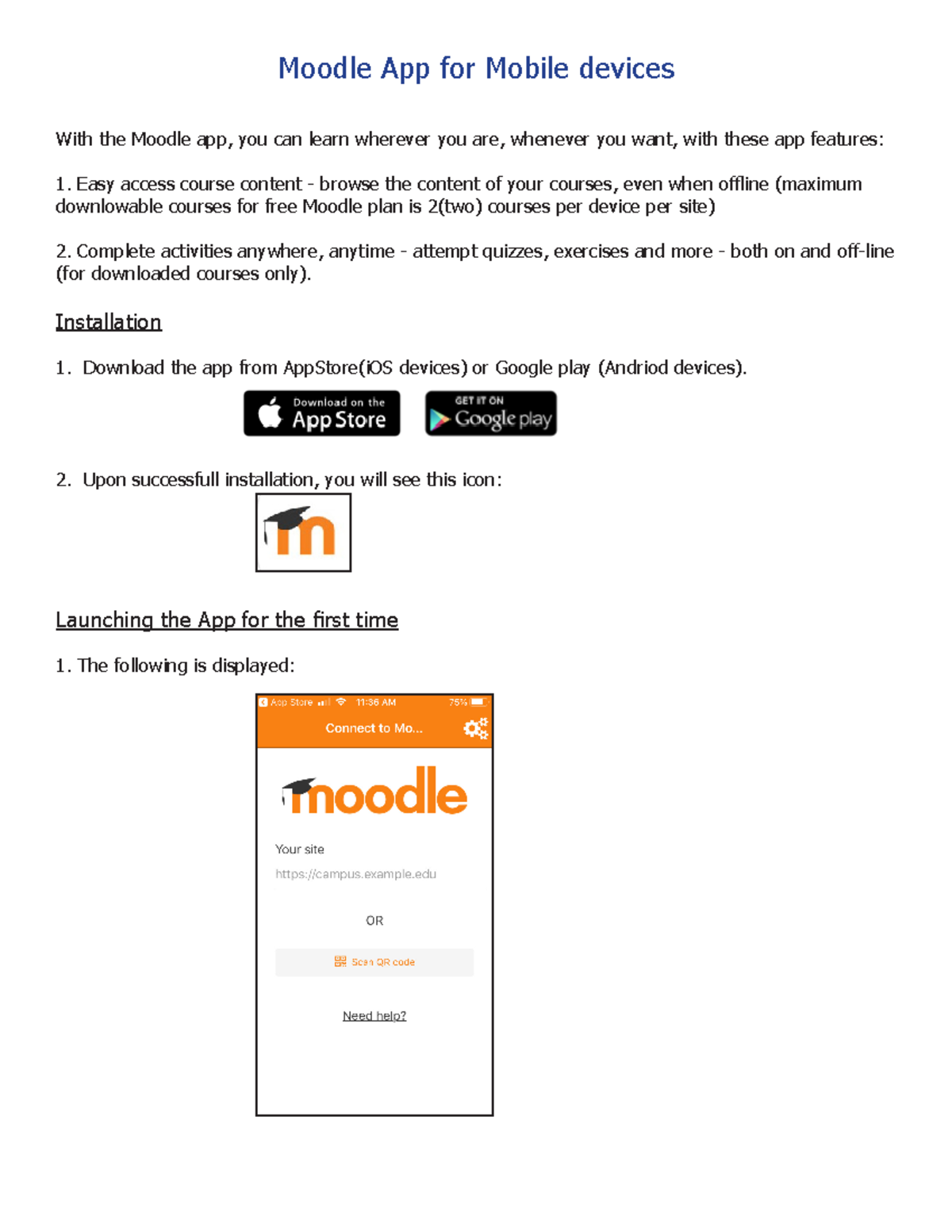 Moodle App Installation Guide - Moodle App for Mobile devices With the ...