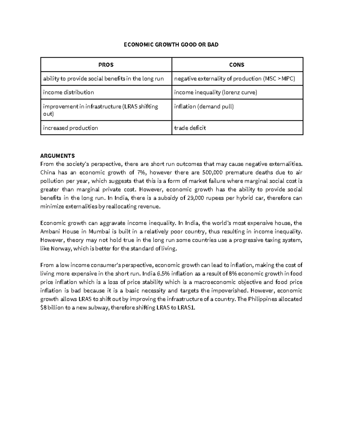Economic Growth Good or Bad - ECONOMIC GROWTH GOOD OR BAD PROS CONS ...