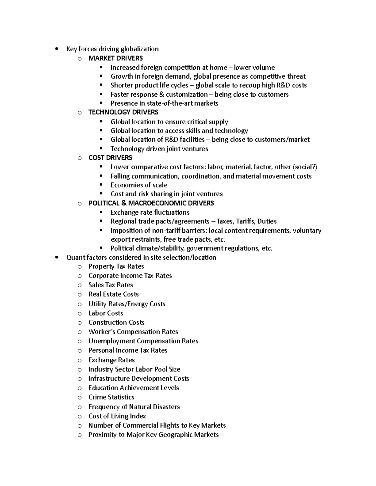Global Manufacturing Strategy - Key forces driving globalization o ...