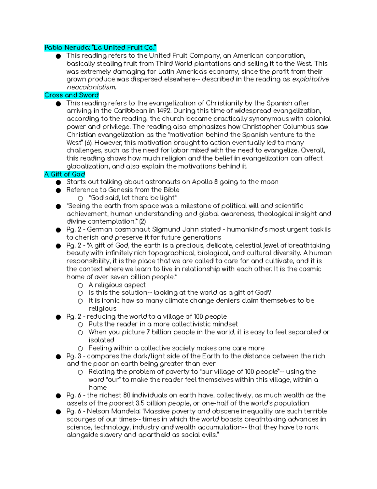 Reading Notes - religion, globalization & social justice - Pablo Neruda ...