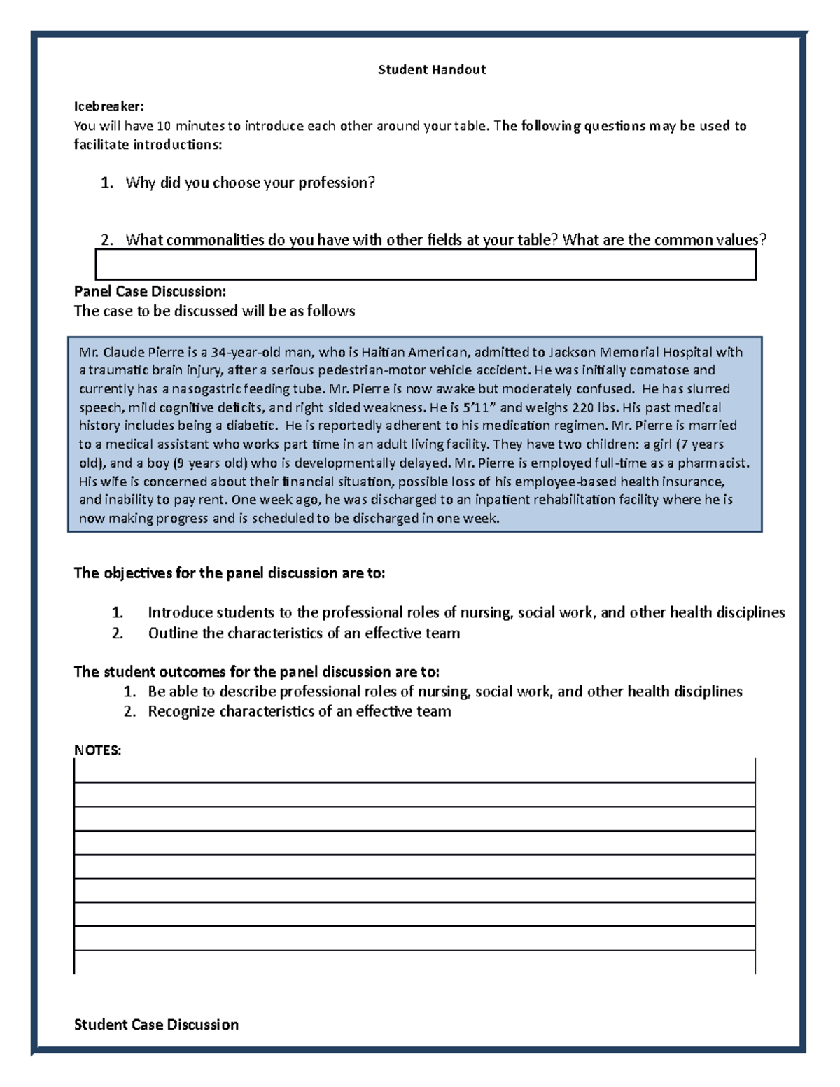 Student Handouts - a practice material - Student Handout Icebreaker ...