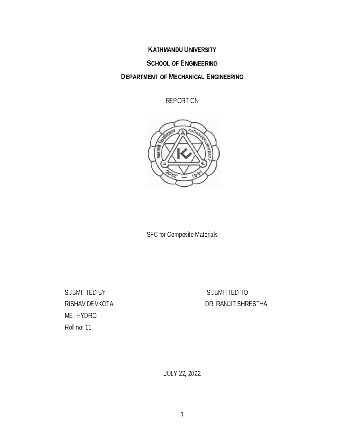 SFC for composite materials - KATHMANDU UNIVERSITY SCHOOL OF ...