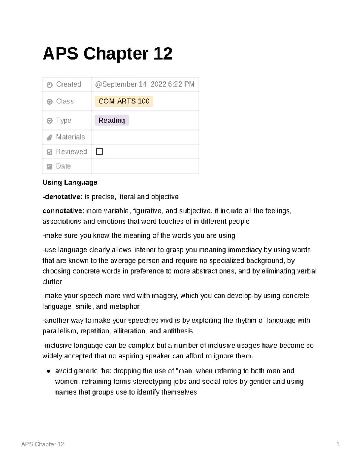 APS Chapter 12 - APS Chapter 12 1 APS Chapter 12 Created Class COM ARTS ...