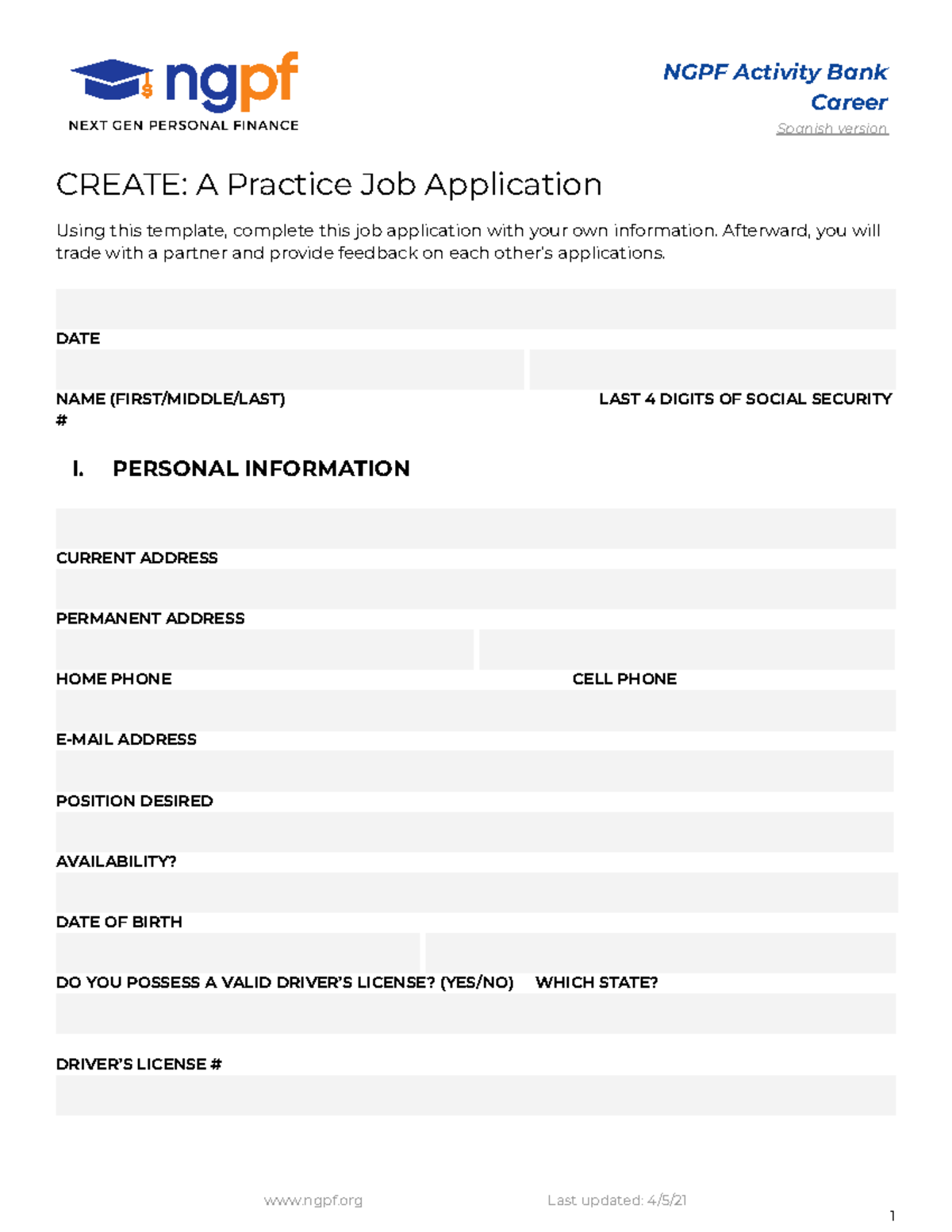Create A Practice Job Application - NGPF Activity Bank Career Spanish ...